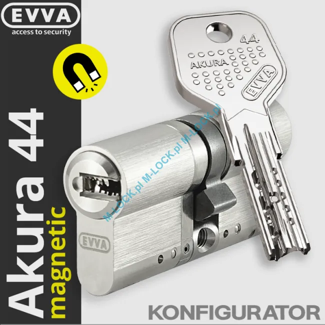 EVVA Akura 44 MAGNETIC - wkładka patentowa, kolor: nikiel (konfigurator) - M-LOCK