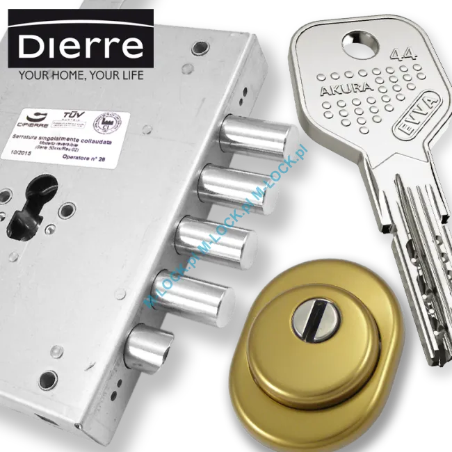 ZESTAW Nr 130B do drzwi Dierre - EVVA Akura 44 (montaż Warszawa) - M-LOCK